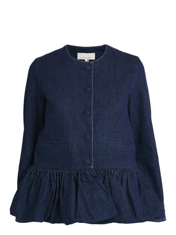 LIBEROWE Peplum Denim Jacket - Navy