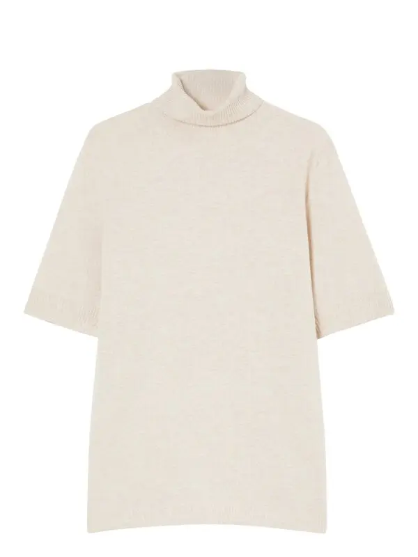 Marina Rinaldi Cashmere Romolo Short-sleeve Sweater - Beige
