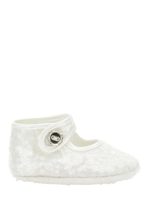 Monnalisa Sequin-embellished Ballerina Shoes - White