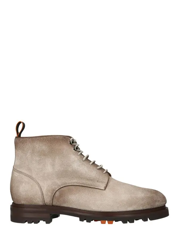 Santoni Suede Lace-up Boots - Beige