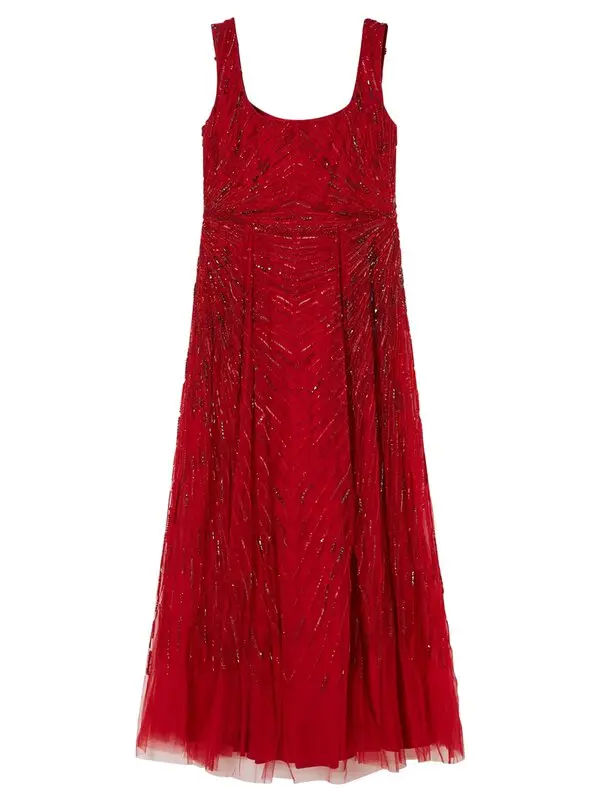 Marina Rinaldi Tulle Embellished Maxi Dress - Red