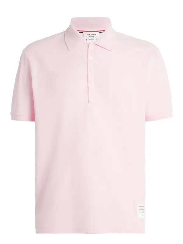 Thom Browne Cotton Appliqué Polo Shirt - Pink