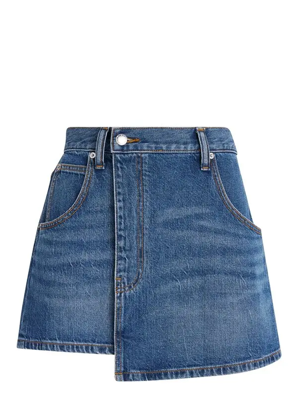 Alexander Wang Denim Asymmetric Wrap Mini Skirt - Blue