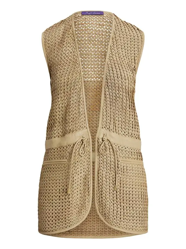 Ralph Lauren Woven-leather Tabetha Vest - Beige