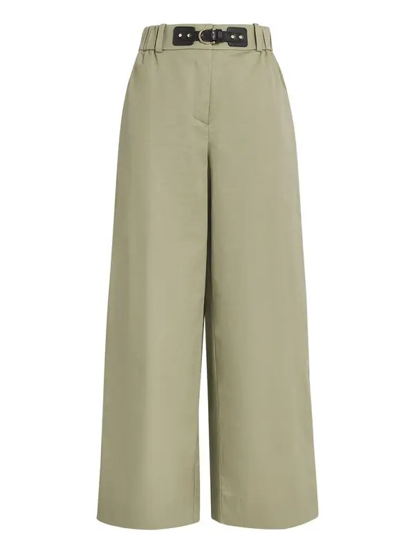 Maje Organic Cotton-blend Wide-leg Trousers - Brown