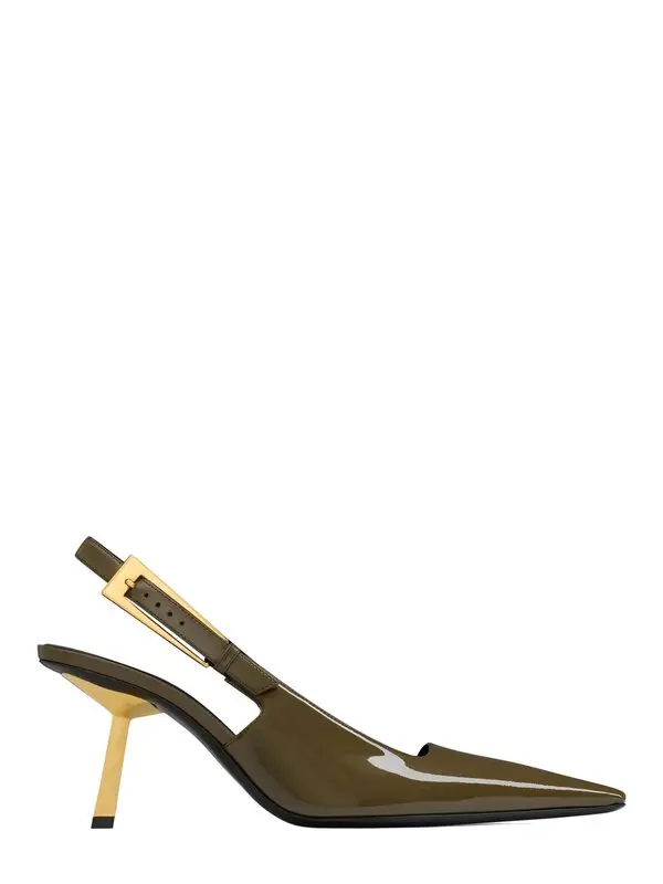 Saint Laurent Leather Lee Slingback Pumps 75 - Green