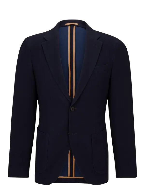 BOSS Virgin Wool Jacquard Blazer - Blue