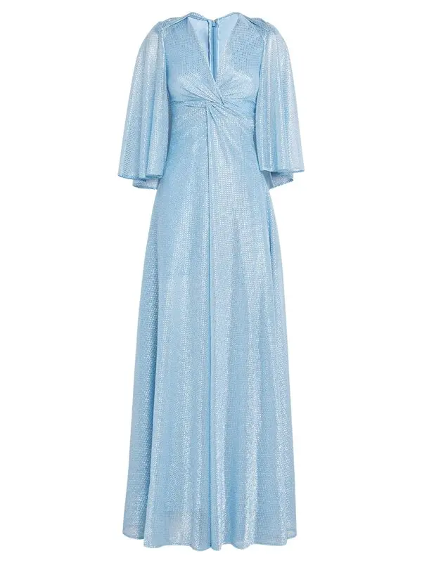 Talbot Runhof Tulle Cape-detail Gown - Blue