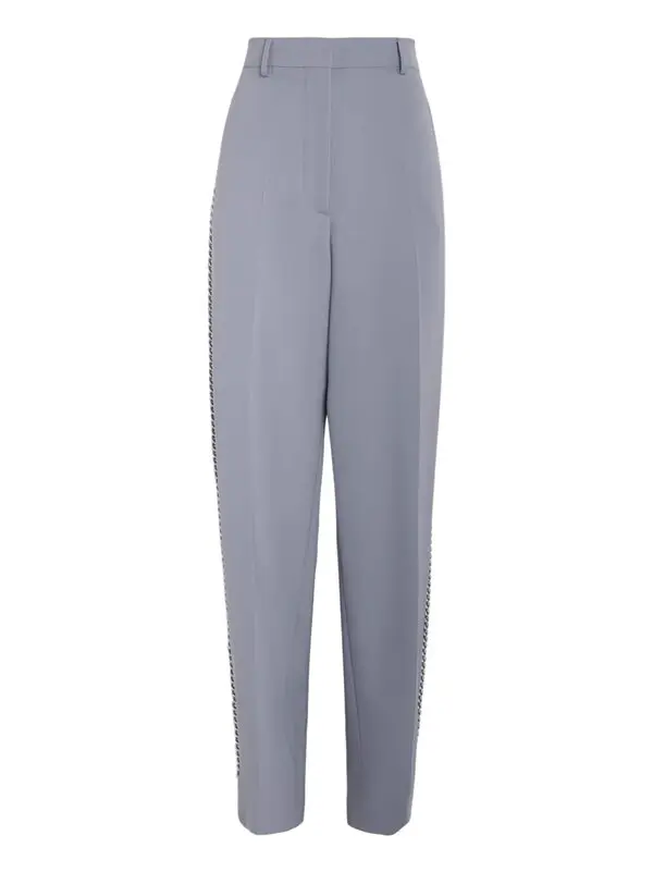 Stella McCartney Wool-stretch Straight Trousers With Chain Embellishments - Grey