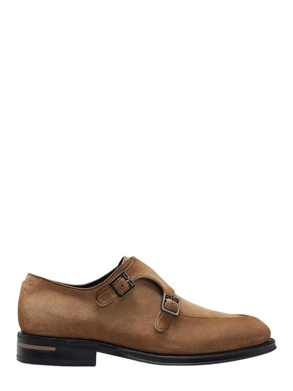 BOSS Suede Monk Strap Shoes - Beige