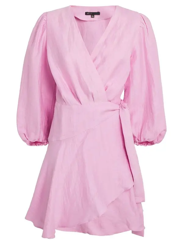 Maje Linen-blend Wrap Mini Dress - Pink