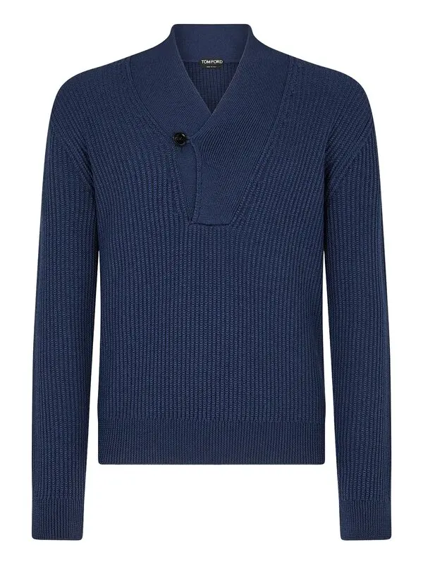 TOM FORD Wool-silk Ribbed Sweater - Blue