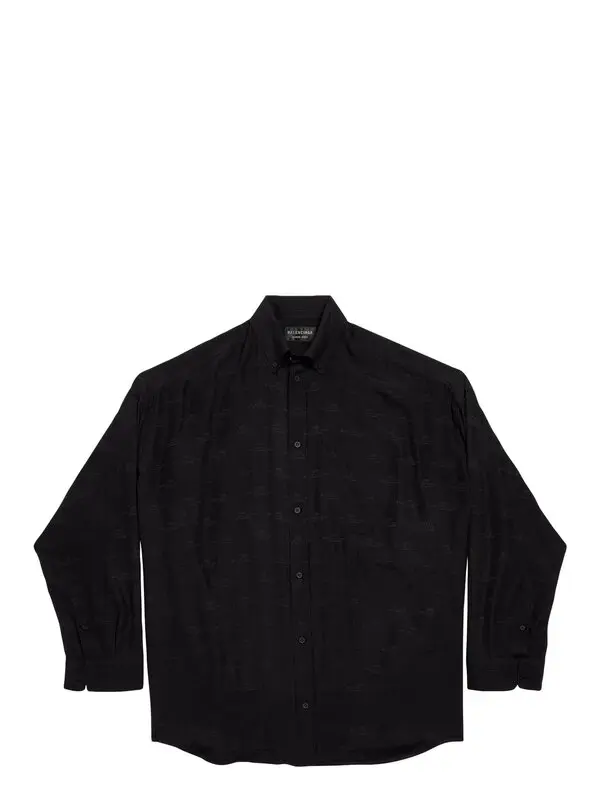 Balenciaga Logo Print Silk Shirt - Black