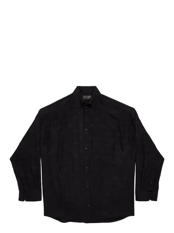 Balenciaga Silk Logo Print Shirt - Black