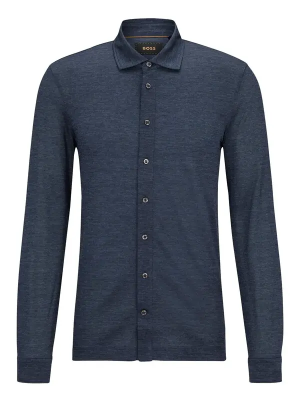 BOSS Wool-silk Shirt - Blue