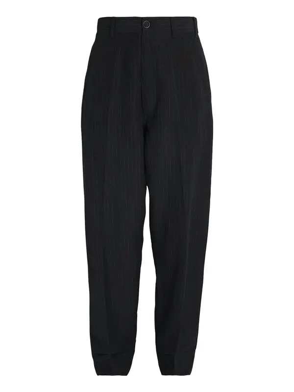 MAISON MARGIELA Wool Pinstripe Trousers - Black