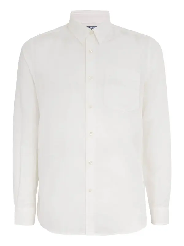 Vilebrequin Cotton-linen Embroidered Caroubis Shirt - White