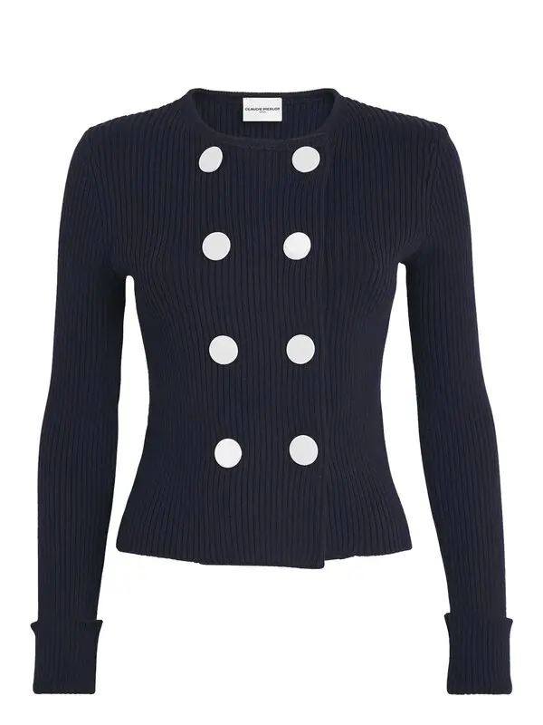 Claudie Pierlot Wool-blend Double-breasted Cardigan - Blue