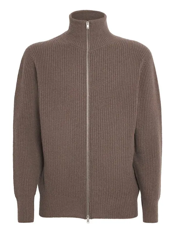 John Smedley Wool-cashmere Zip-up Cardigan - Beige
