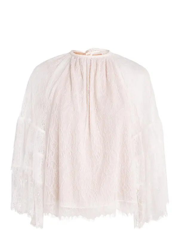 Alice + Olivia Lace Delia Top - White