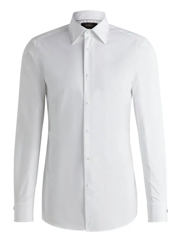 BOSS Cotton Poplin Slim Shirt - White