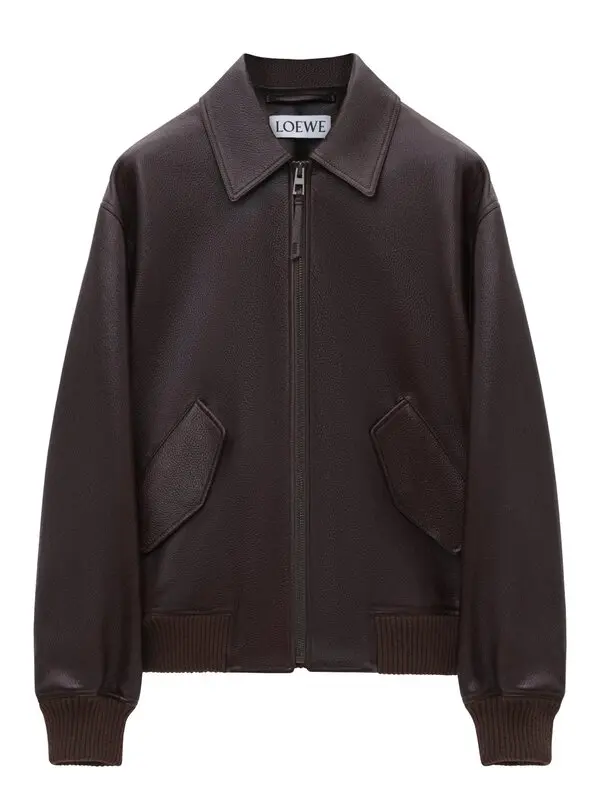 Loewe Leather Aviator Jacket - Burgundy