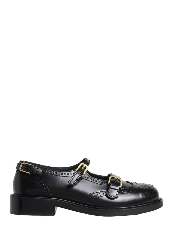 Sandro Leather Mary Jane Derby Shoes - Black