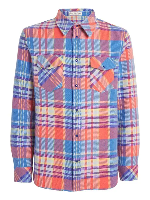 GOD'S TRUE CASHMERE Cashmere And Lapis Lazuli Tartan Creator Shirt - Red