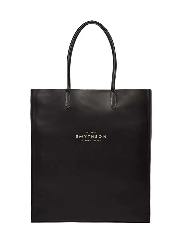 Smythson Leather Kingly Tote Bag - Black