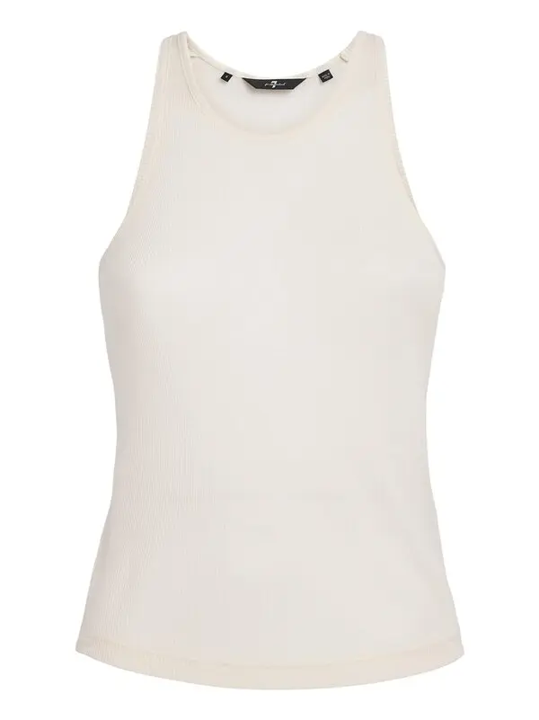 7 For All Mankind Sleeveless Ribbed Tank Top - White