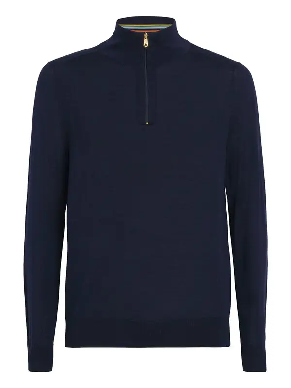Paul Smith Merino Half-zip Sweater - Blue
