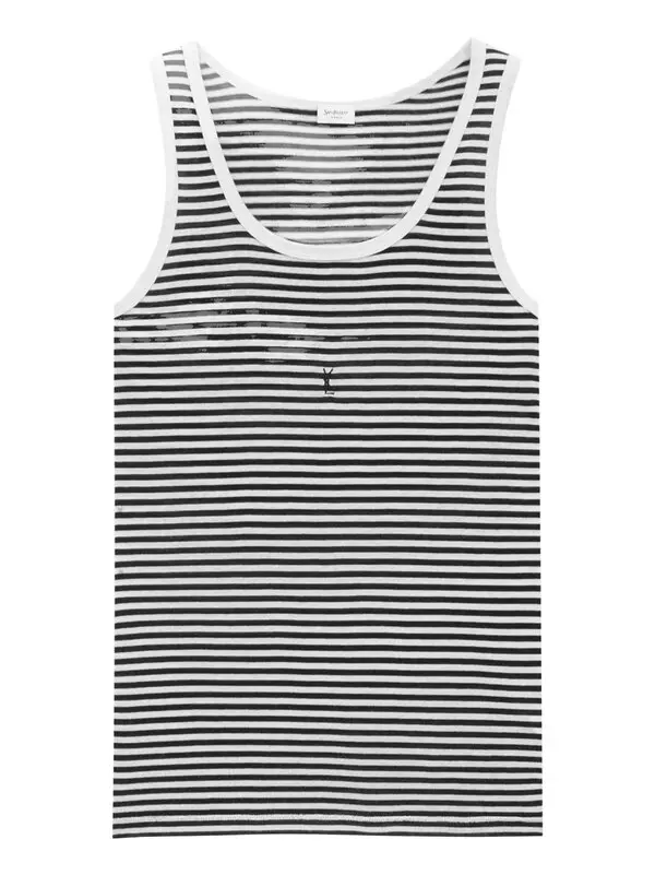 Saint Laurent Striped Cassandre Tank Top - Black