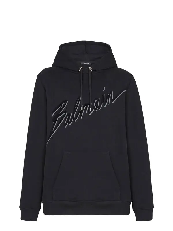 Balmain Organic Cotton Logo Hoodie - Black