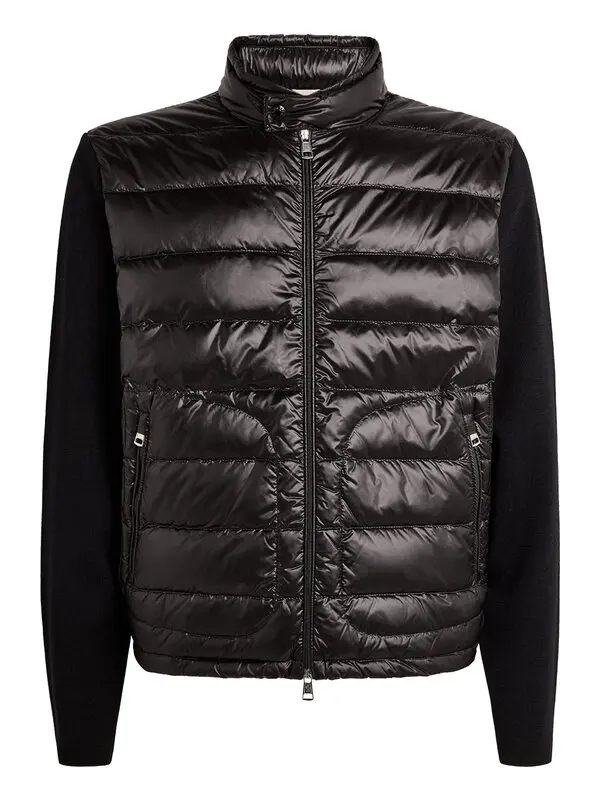 Moncler Wool-blend Down-filled Cardigan - Black