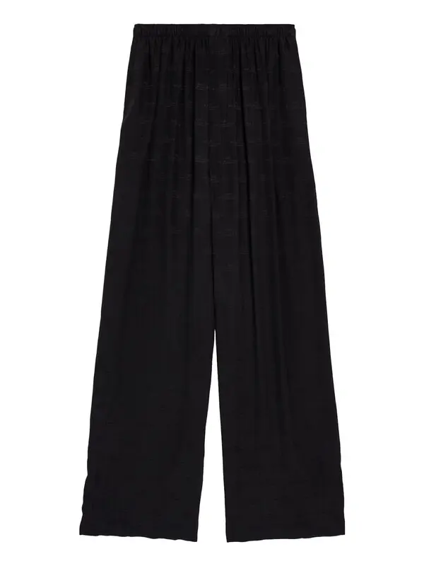 Balenciaga Silk Logo Print Trousers - Black