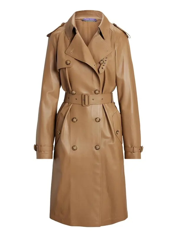 Ralph Lauren Lambskin Niles Trench Coat - Brown