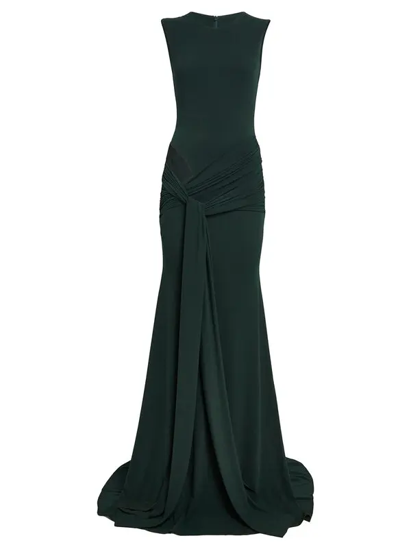 Alex Perry Crepe Jersey Cut-out Gown - Green