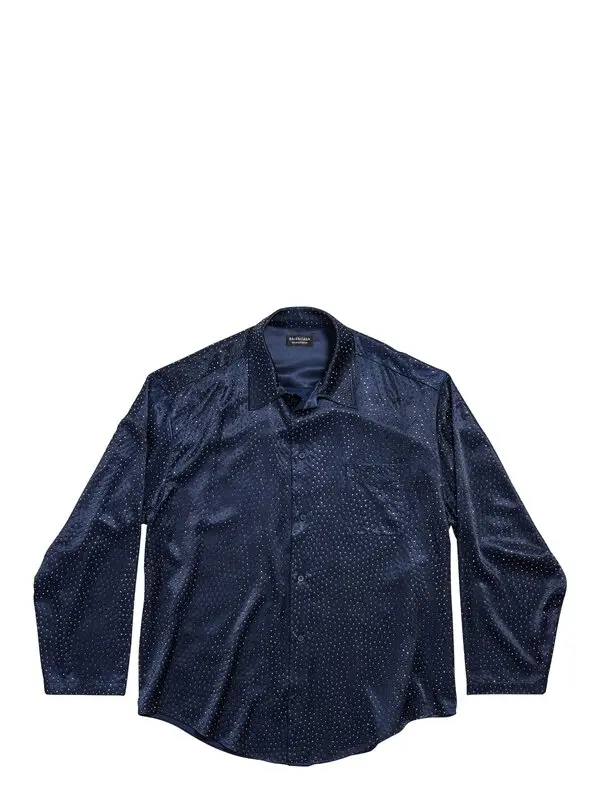 Balenciaga Satin Crystal-embellished Shirt - Blue