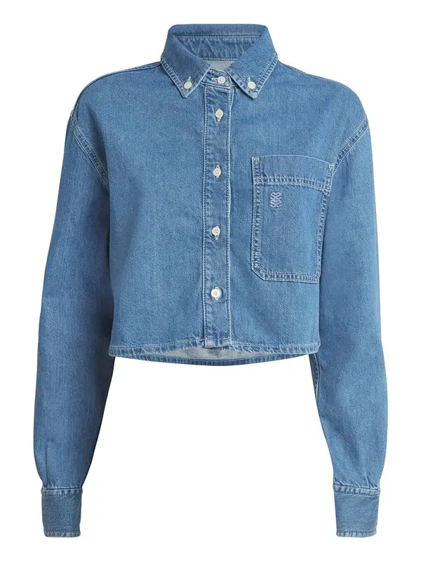 Sandro Denim Cropped Shirt - Blue