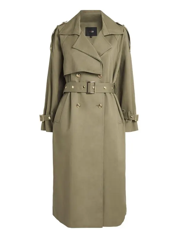 Maje Cotton Belted Trench Coat - Brown