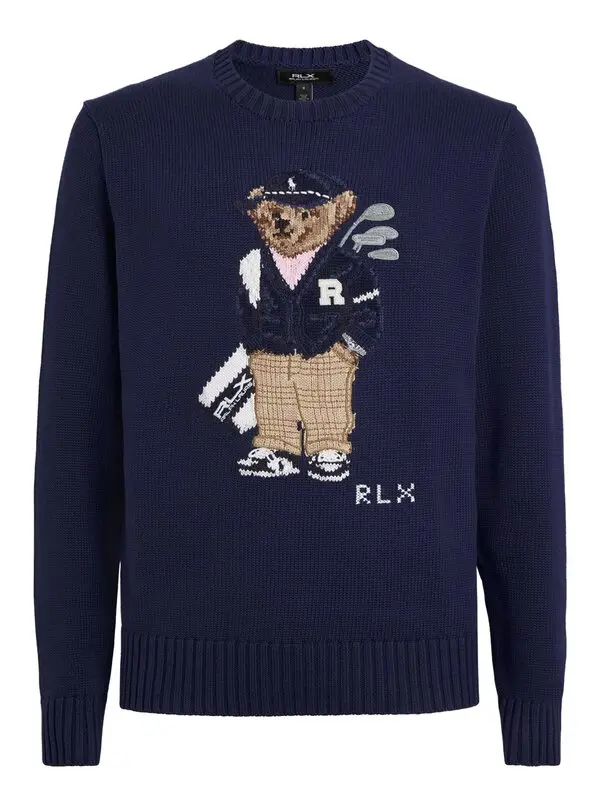 Rlx Ralph Lauren Cotton-blend Polo Bear Sweater - Navy