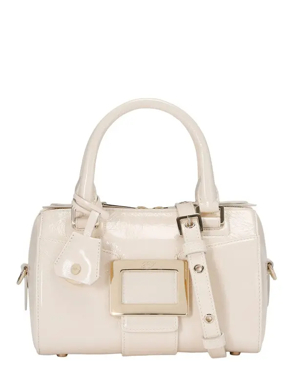 ROGER VIVIER Patent Leather Belle Vivier Top-handle Bag - Beige