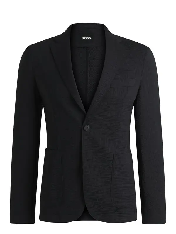 BOSS Seersucker Slim Blazer - Black