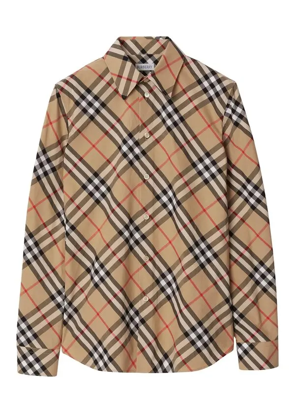 Burberry Cotton Poplin Check Shirt - Yellow