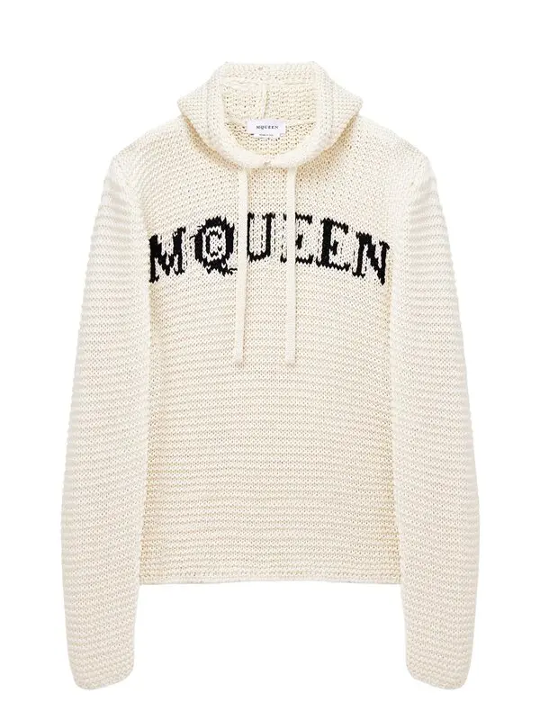 Alexander McQueen Knitted Logo Hoodie - White