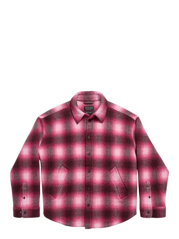 Balenciaga Wool Plaid Shirt Jacket - Black