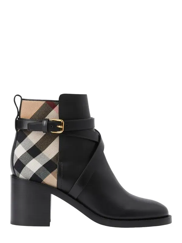 Burberry Check Ankle Boots - Black