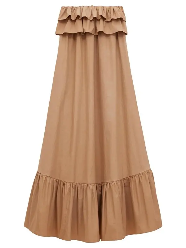 Saint Laurent Cotton Strapless Maxi Dress - Brown