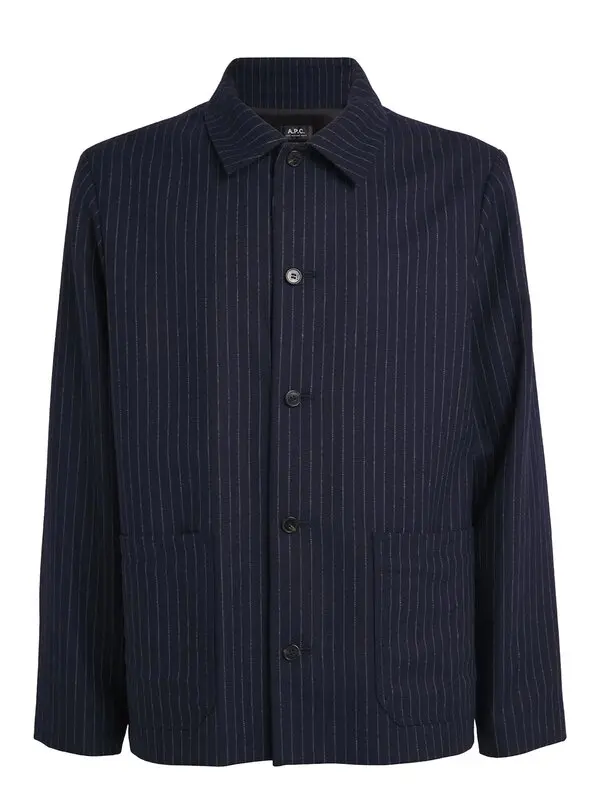 A.p.c. Wool-blend Striped Shirt Jacket - Navy