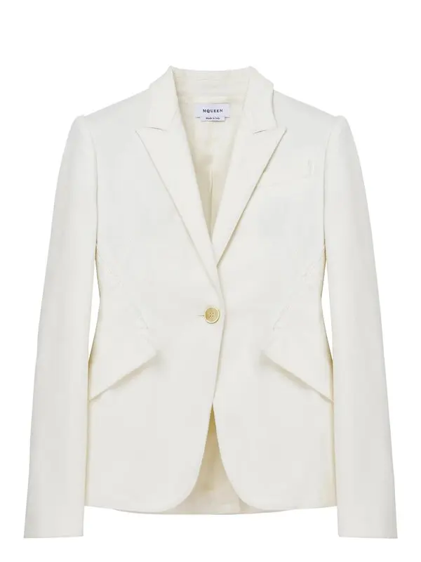 Alexander McQueen Denim Single-breasted Blazer - White